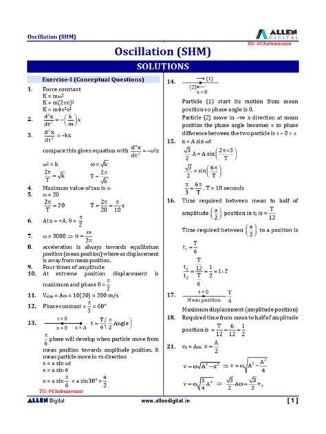 Oscillation Shm Pdf Phase Waves Oscillation