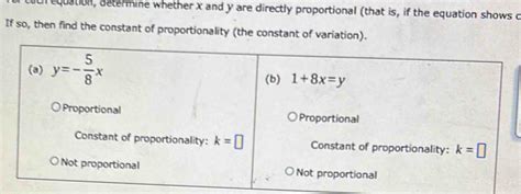 Solved Ul Equation Determine Whether X And Y Are Directly Proportional That Is If The