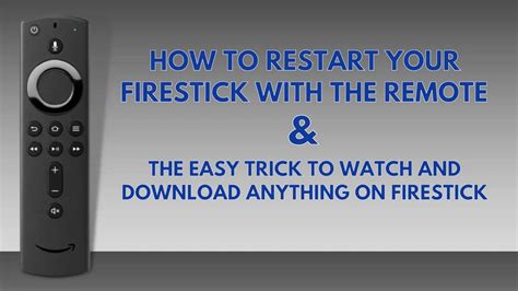 Restart Your Firestick With The Remote In Just 60 Seconds And Easy Restart Your Firestick With The Remote In Just 60 Seconds And Easy