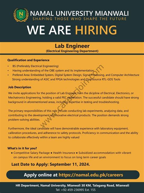 Namal University Jobs September 2024