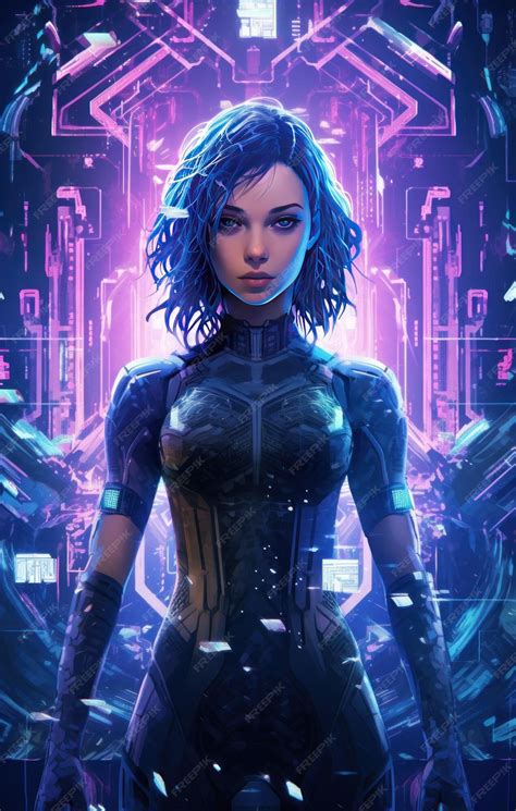 premium ai image cybernetic girl on cyber background