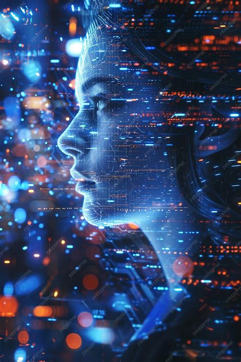 Premium Photo 3d Representation Of A Woman Emerging From A Digital Matrix