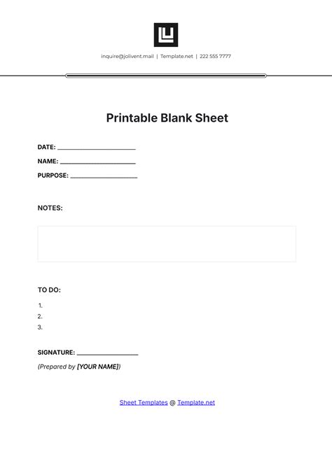 Free Printable Blank Sheet Template To Edit Online