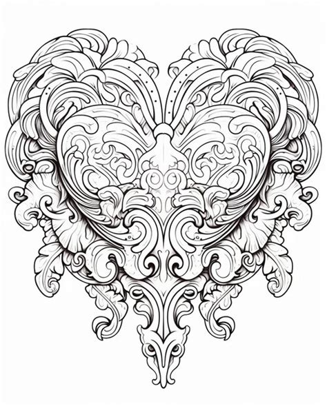 Two Small Hearts And Other Details Coloring Page Premium Ai Generated Image