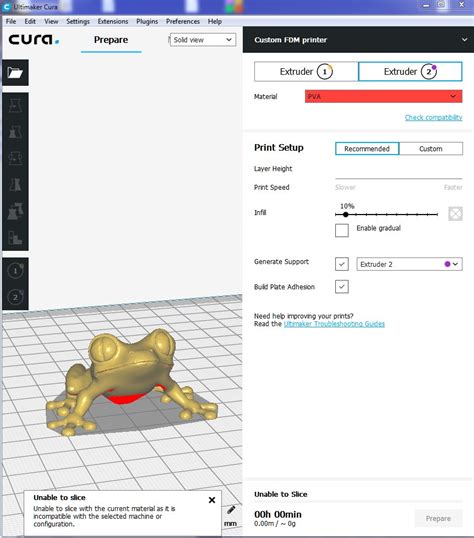 Cura Wont Slice For Custom Fdm Printer With Pva Support · Issue 3872