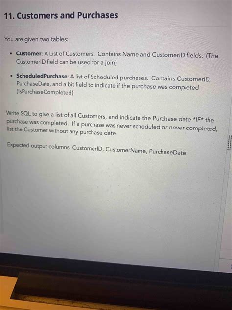 Solved 11 Customers Purchases Given Two Tables Customer List