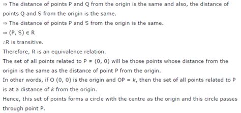 show that the relation r in the set a of points in a plane given by r