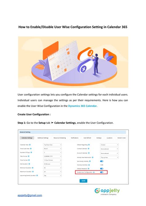 ppt how to enable disable user wise configuration setting in calendar