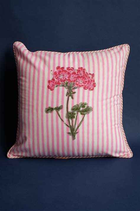 Pink Hydrangea Block Print Pillow Covers Designer Pillow Cover Hand