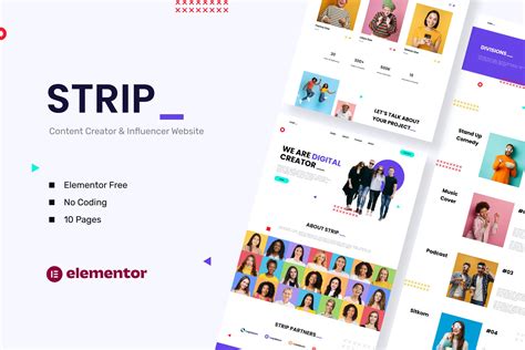 Download Strip Content Creator Influencer Elementor Template Kit