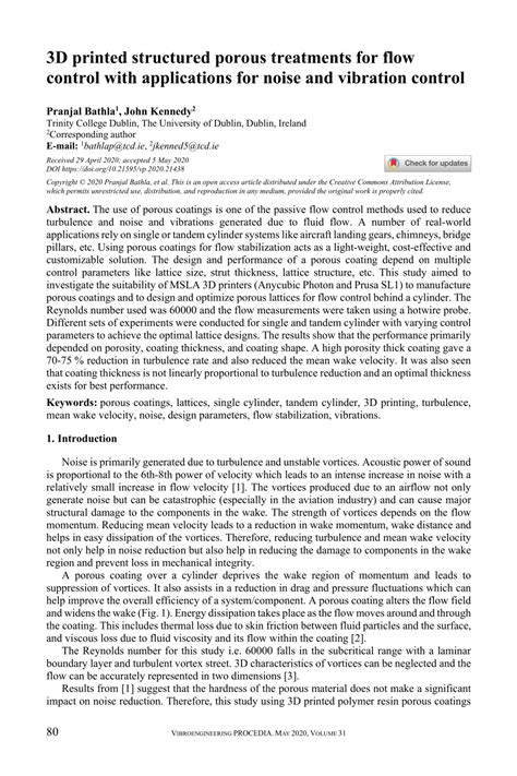 Pdf 3d Printed Structured Porous Treatments For Flow Control With Applications For Noise And
