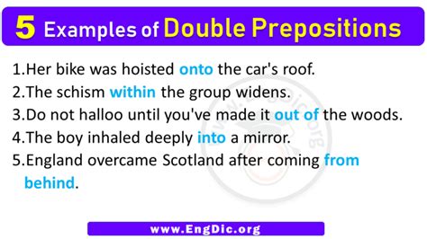 Examples Of Double Prepositions In Sentences EngDic