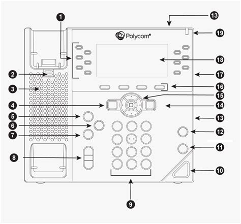 Line Drawing Of The Vvx 450 Business Ip Phone With Polycom Vvx 450 Diagram Hd Png Download