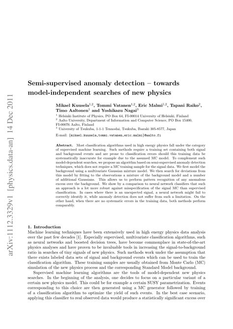 Pdf Semi Supervised Anomaly Detection Towards Model Independent