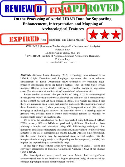 Pdf 2011 On The Processing Of Aerial Lidar Data For Supporting Enhancement Interpretation And