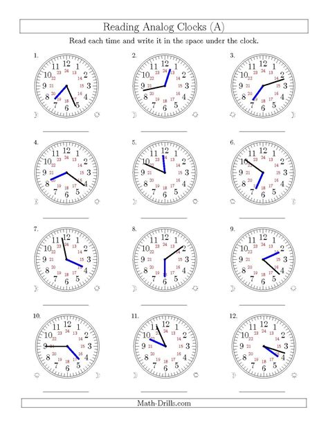 The Reading Time On 24 Hour Analog Clocks In 1 Minute Intervals A