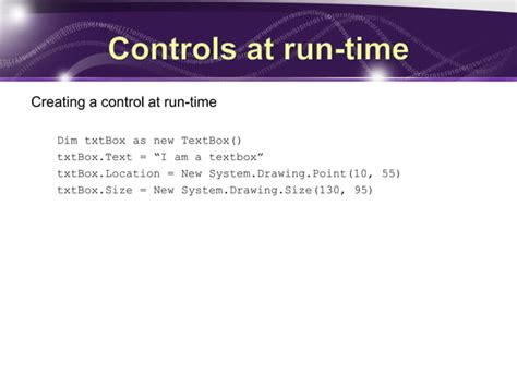 Advanced VB Object Oriented Programming Controls PPT