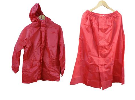 Red Rain Coat Rain Wear With Skirt And Cap Xl Size Rain Wear How To