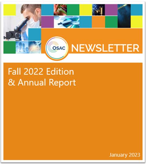 Osac Newsletter Fall 2022 And Annual Report Nist