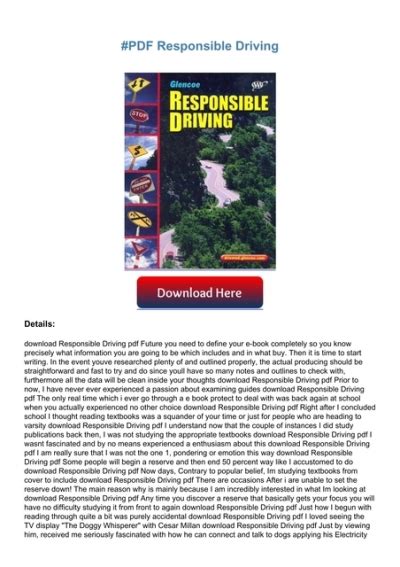 Pdf Responsible Driving