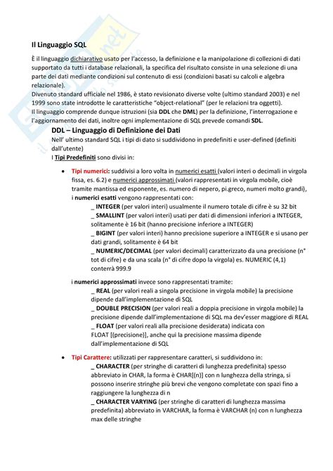 Basi Di Dati Linguaggio Sql