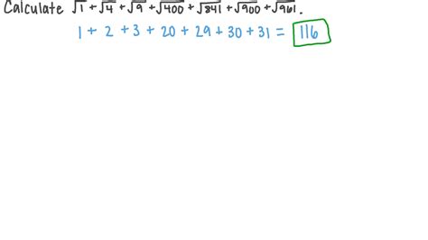 question video evaluating numerical expressions involving square roots