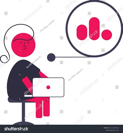 illustration cute characters inputting data their stock vector royalty