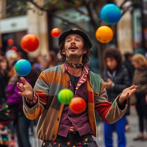 Free Juggler Performing Outdoors Image Juggling Performer Street