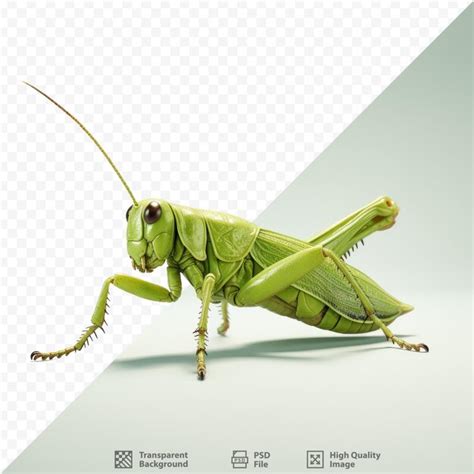 Premium Psd A Green Grasshopper With A White Background And A Picture