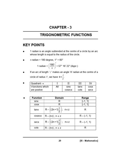11 Maths Trigonometric Functions Notes Assignments Pdf