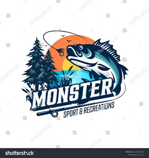 Fishing Logo Bass Fish Rod Club Stock Vector Royalty Free 2216242521
