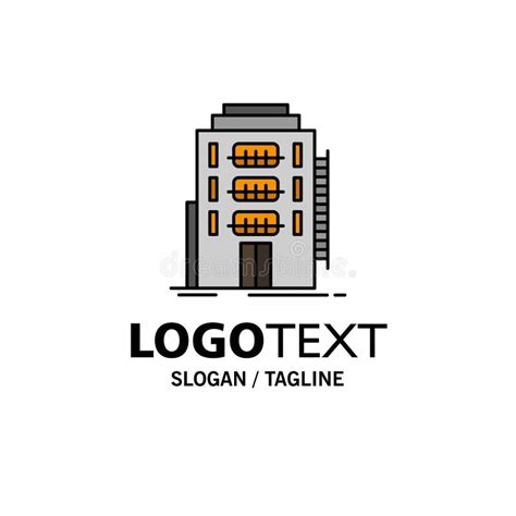 Building City Dormitory Hostel Hotel Business Logo Template Flat Color Stock Vector