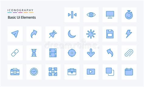 Basic Ui Elements Blue Icon Pack Stock Vector Illustration Of Movi Computer