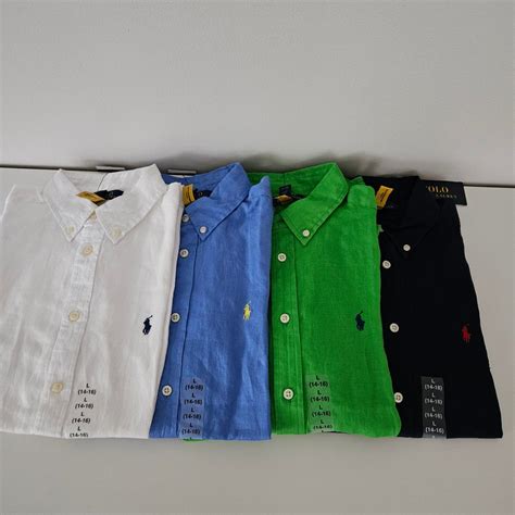 폴로랄프로렌polo Ralph Lauren 보이즈 린넨 셔츠 남녀공용 트렌비