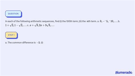 solved in each of the following arithmetic sequences find i the