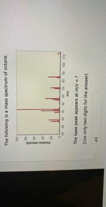 Solved The Following Is A Mass Spectrum Of Octane 100 80 60