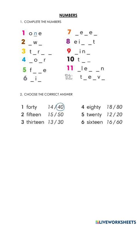 Numbers 2do Online Exercise For Live Worksheets