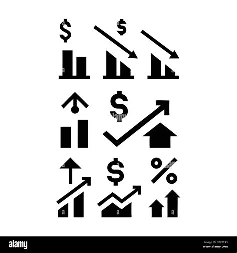 Business Graphs Charts Statistics Analytics Arrow Icons Set Vector