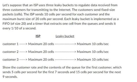 Solved Let S Suppose That An ISP Uses Three Leaky Buckets To Chegg Com