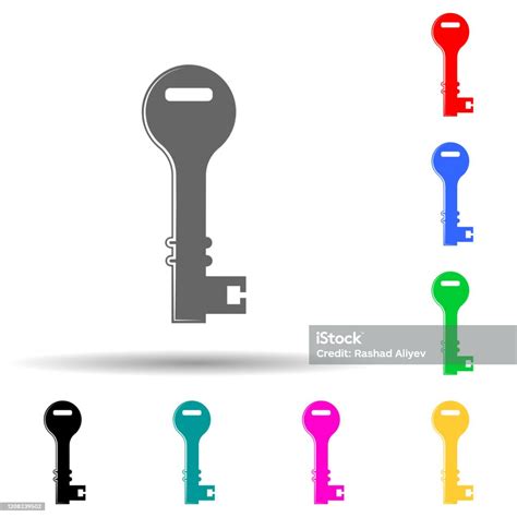 키 멀티 컬러 스타일 아이콘 Ui 및 Ux 웹 사이트 또는 모바일 응용 프로그램에 대한 간단한 문양 잠금 및 키 아이콘의 평면 벡터 0명에 대한 스톡 벡터 아트 및 기타