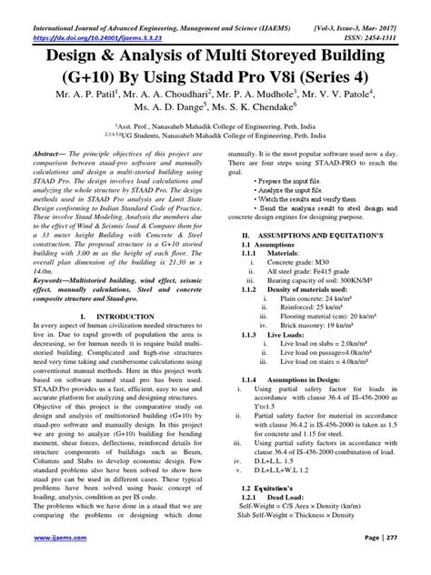 Design And Analysis Of Multi Storeyed Building G 10 By Using Stadd Pro