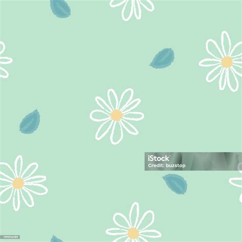 원활한 나무 연필 크레용 낙서 손 그리기 그런 지 라인 아트 꽃 녹색 배경에 잎 반복 패턴 가전제품에 대한 스톡 벡터 아트 및 기타 이미지 Istock