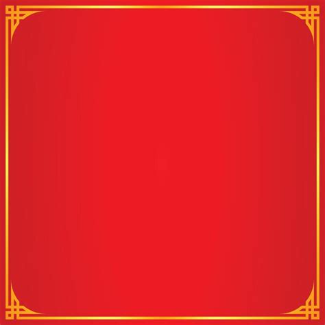 Gold Frame Square 1 Line Border Corner Red Background For Copy Space