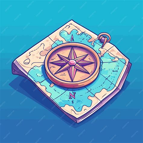 Cute Compass Rose On Map Cartoon Vector Icon Premium Ai Generated Vector