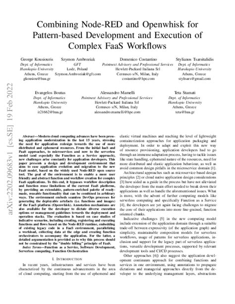 Pdf Combining Node Red And Openwhisk For Pattern Based Development
