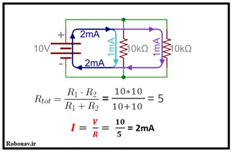 Calculation Of Current In Parallel Circuit آموزش الکترونیک برنامه نویسی رباتیک