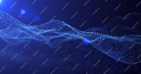 Premium Photo Futuristic Abstract Blue Glowing Wave Lines From Dots
