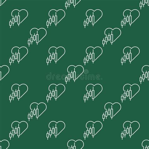 Heart And Candlestick Chart Vector Investment Analysis Linear Seamless