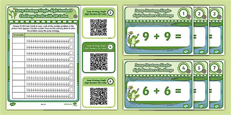 Jump Strategy Single Digit Challenge Cards With Qr Codes