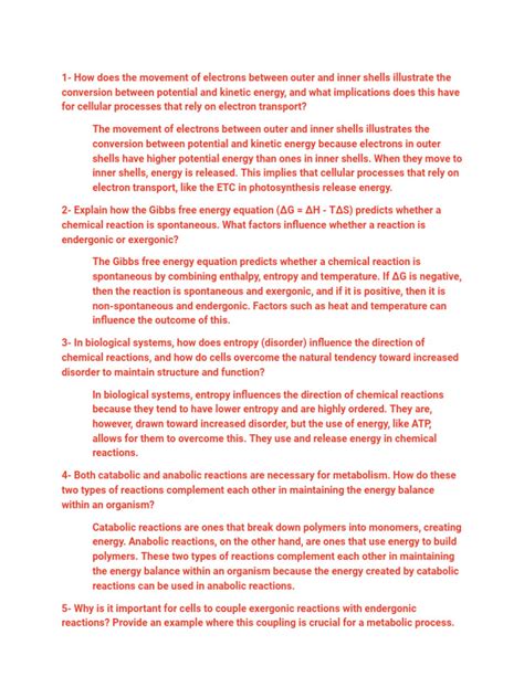 Deep Thinking Questions Pdf Gibbs Free Energy Chemical Reactions